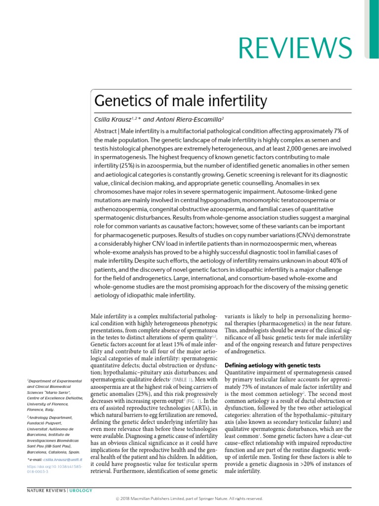 Genetics of Male Infertility | PDF | Karyotype | Infertility