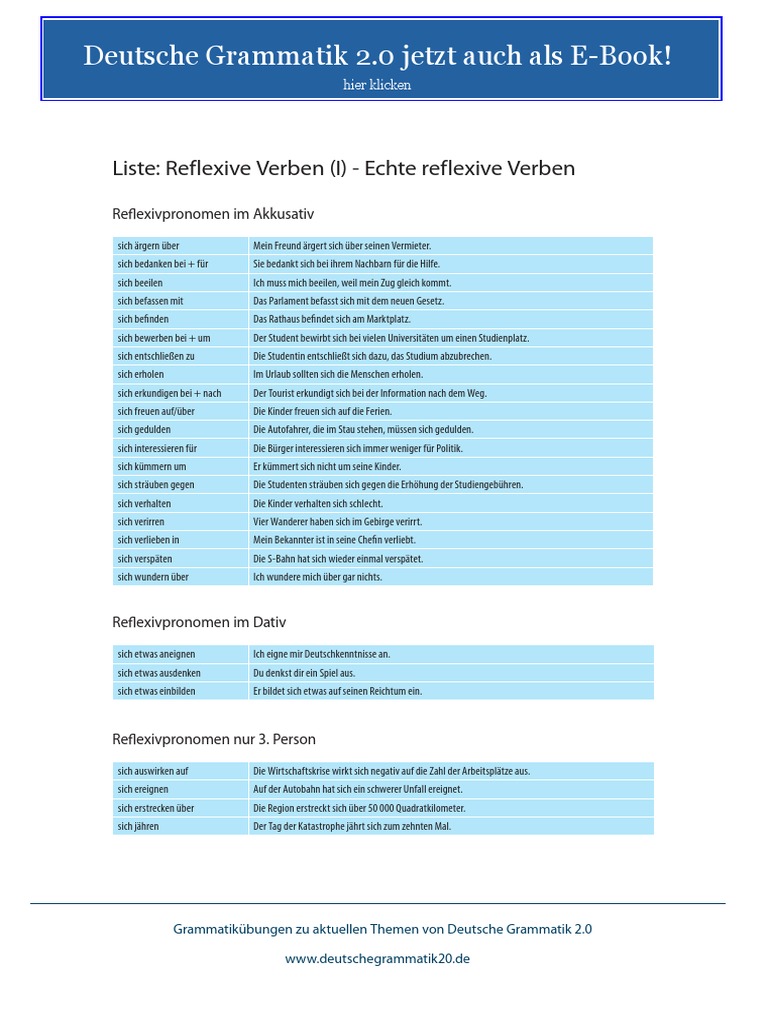 Reflexive Verben German Reflexive Verbs In 2020 Deutsch Lernen