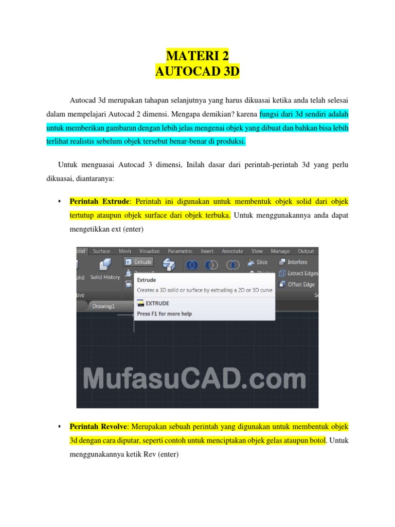 Materi 2 Autocad 3D PDF | PDF