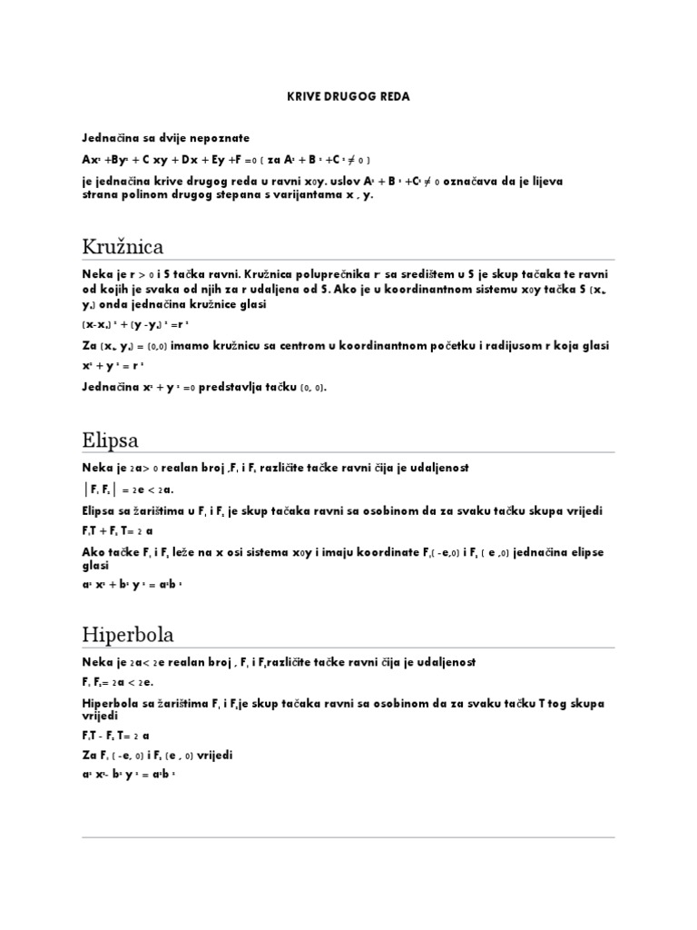 Krive Drugog Reda | PDF