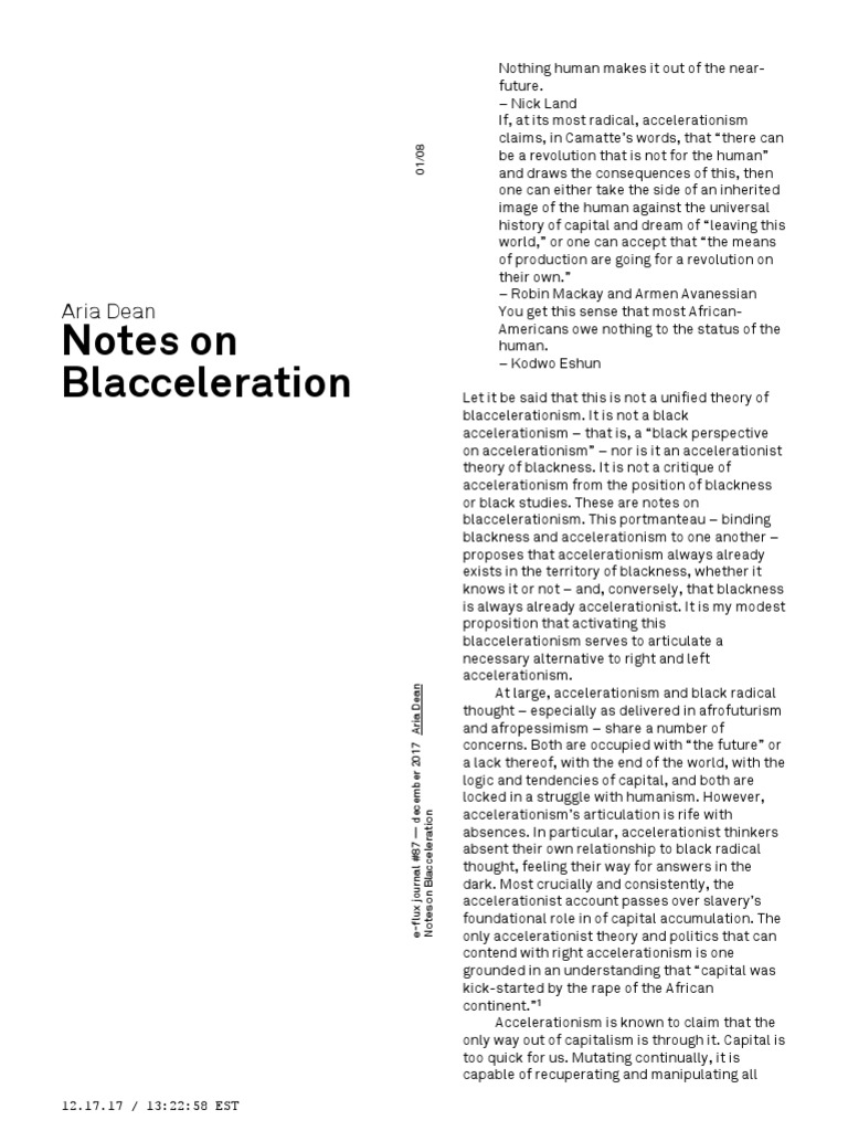 Notes on Blaccelerationism: Articulating a Necessary Alternative to ...