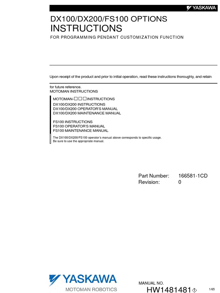 Instructions: DX100/DX200/FS100 OPTIONS | PDF | Application Programming Interface | Subroutine