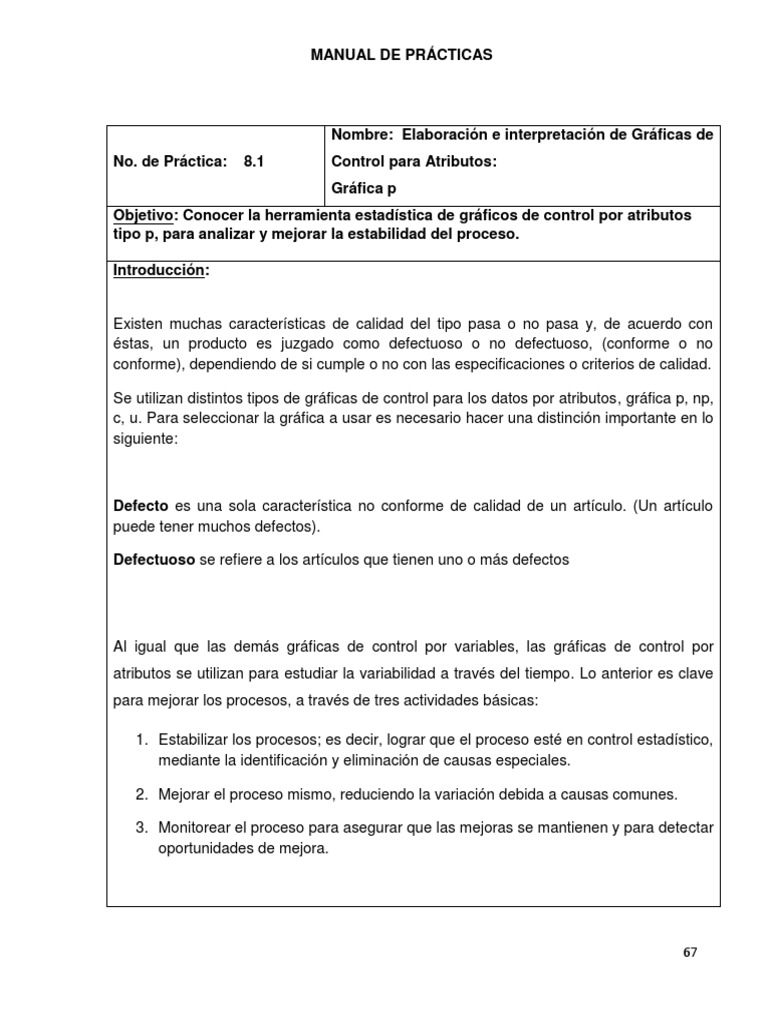 Práctica 8.1 - Gráfica de Control P PDF | PDF | Estadísticas | Métodos ...
