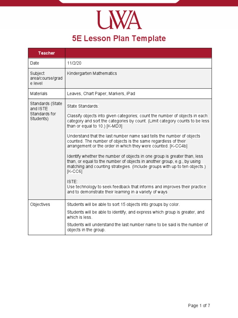 5E Lesson Plan Template: Teacher | PDF | Lesson Plan | Science Education