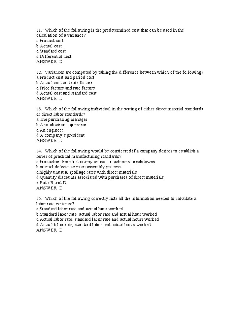 Cost Accounting Questions and Answers Part 3 | PDF