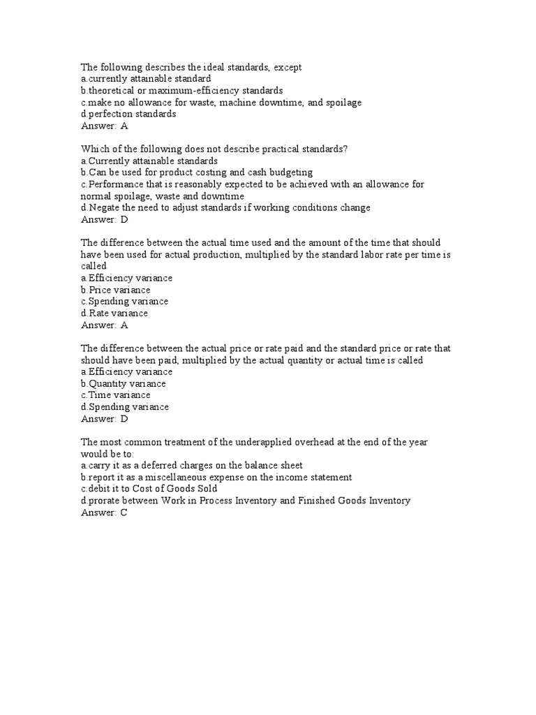 Cost Accounting Questions and Answers Part1 | PDF