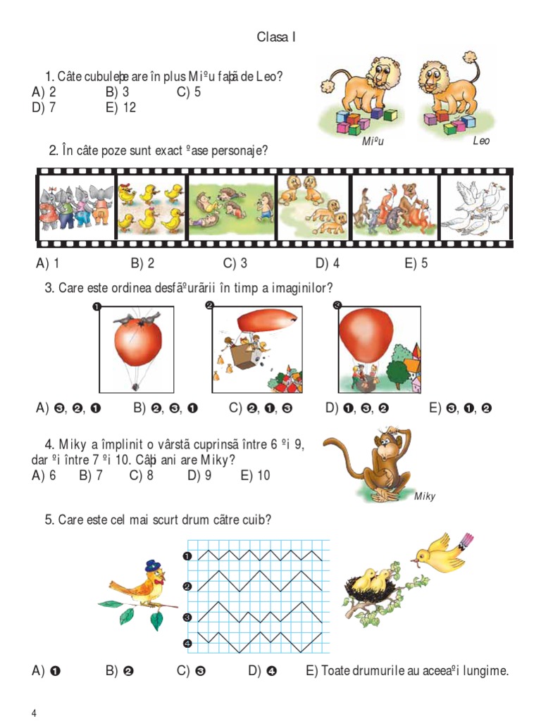 Subiecte Cangurul Matem Clasa I 2008 | PDF