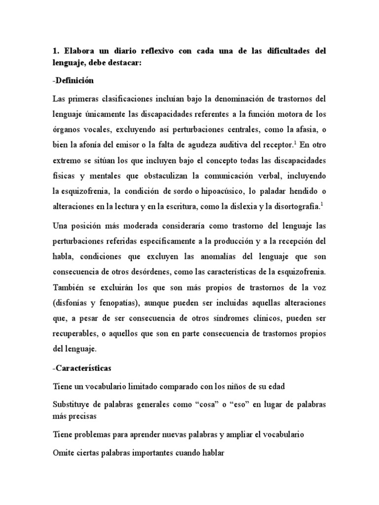 Elabora Un Diario Reflexivo Con Cada Una de Las Dificultades Del ...