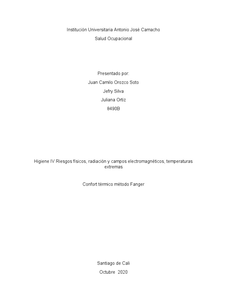 Confort Térmico y Método Fanger | PDF | Temperatura | Humedad relativa