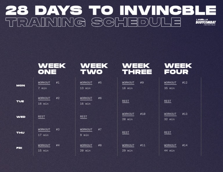 Bodycombat-Invincible-28-Day-Training-Schedule 2 | PDF