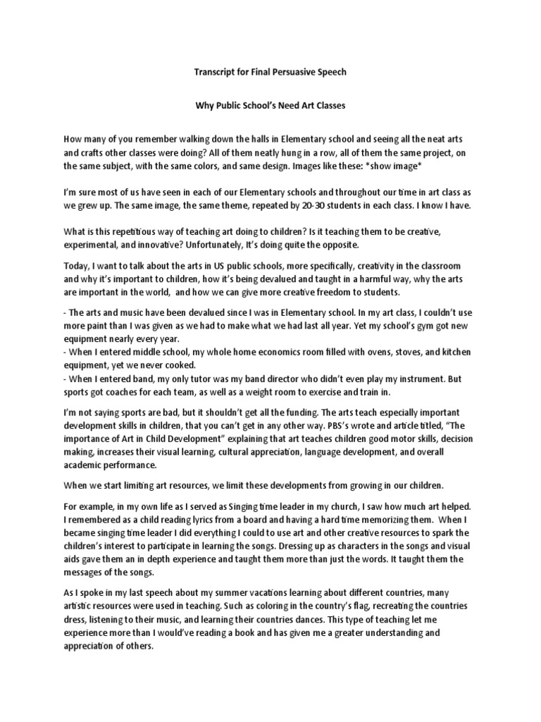 Importance of Art in Public Schools | PDF | Schools | Teachers