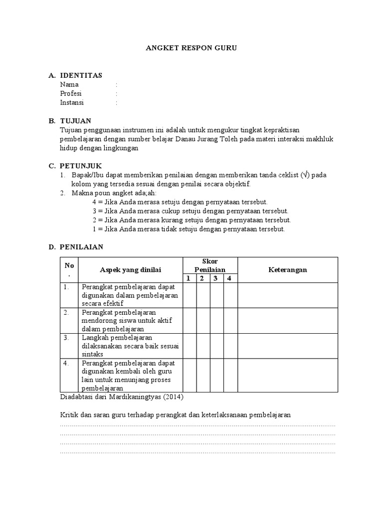Angket Respon Guru | PDF