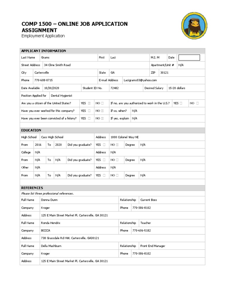 Dental Hygienist Job Application | PDF | Business
