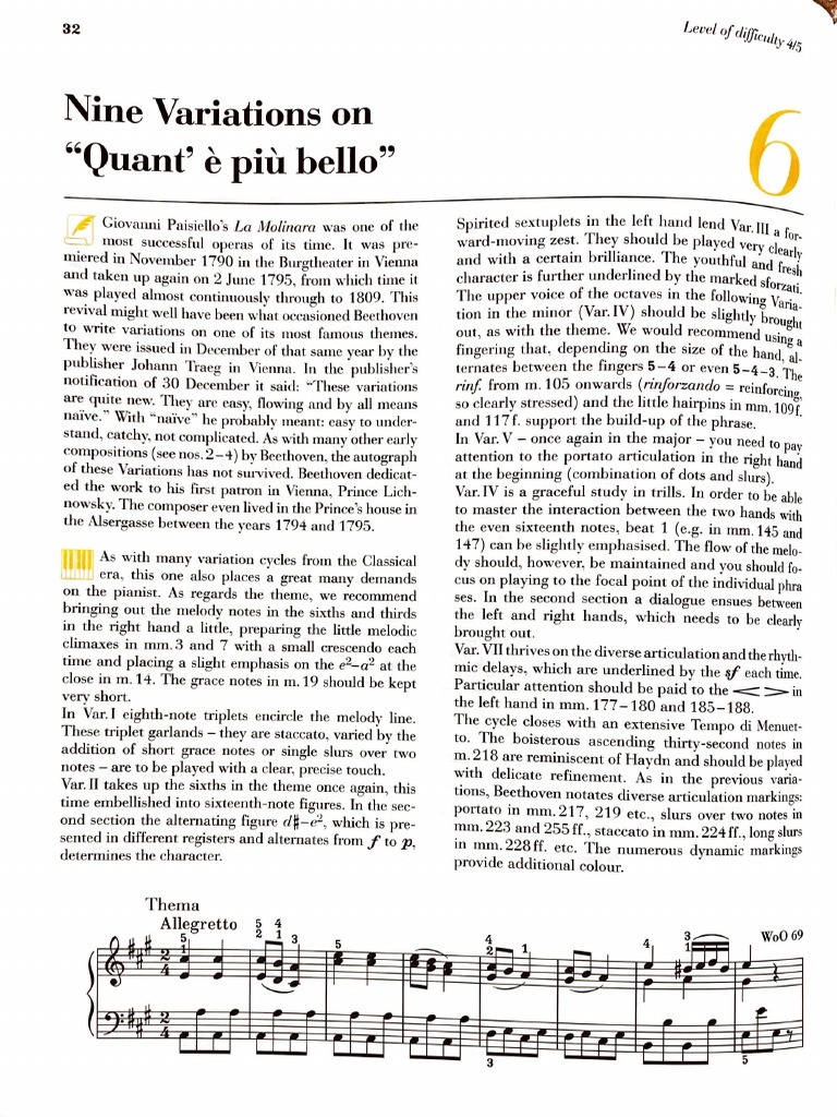Beethoven Nine Variations | PDF | Musical Notation | Music Theory