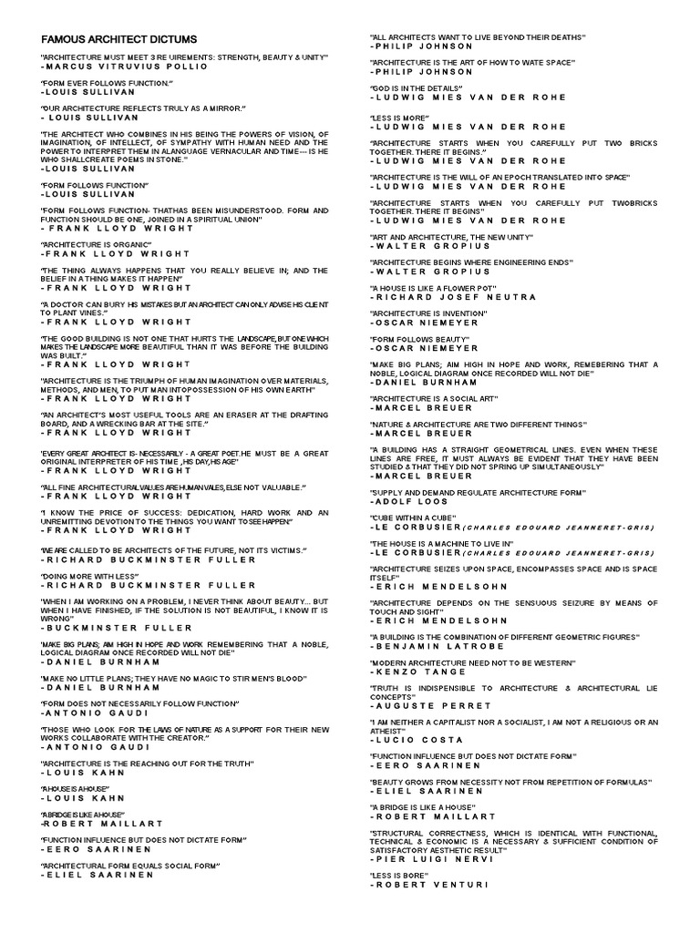 Famous Architect Quotes & Dictums | PDF | Social Science | Art