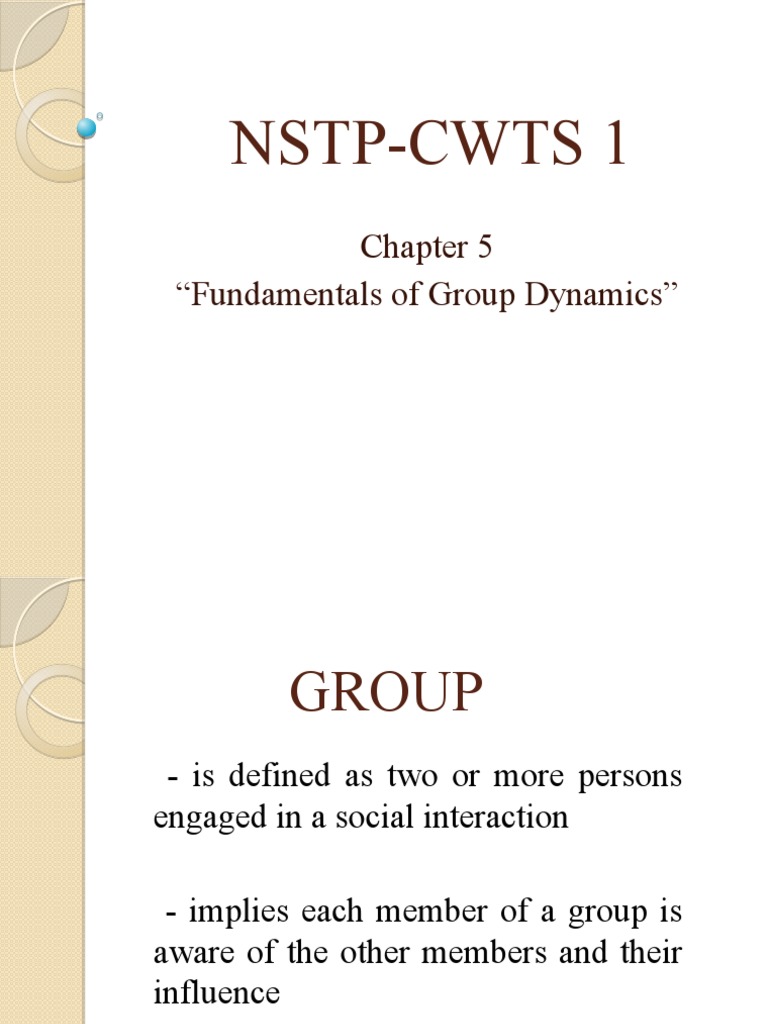 Nstp-Cwts 1: "Fundamentals of Group Dynamics" | PDF