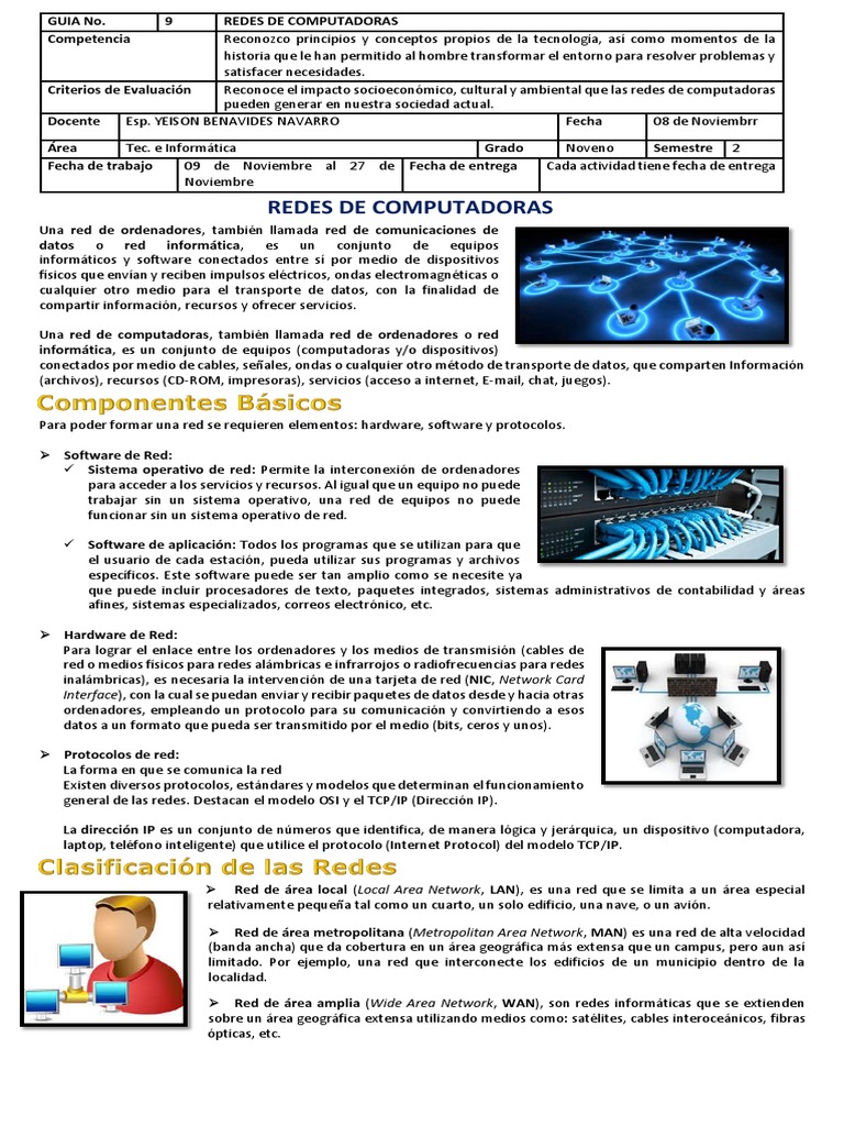1-9 - REDES DE COMPUTADORAS - GRADO NOVENO - GUIA No. 9 - (09 de ...