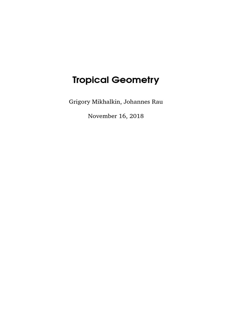 Tropical Geometry | PDF | Differentiable Manifold | Field (Mathematics)