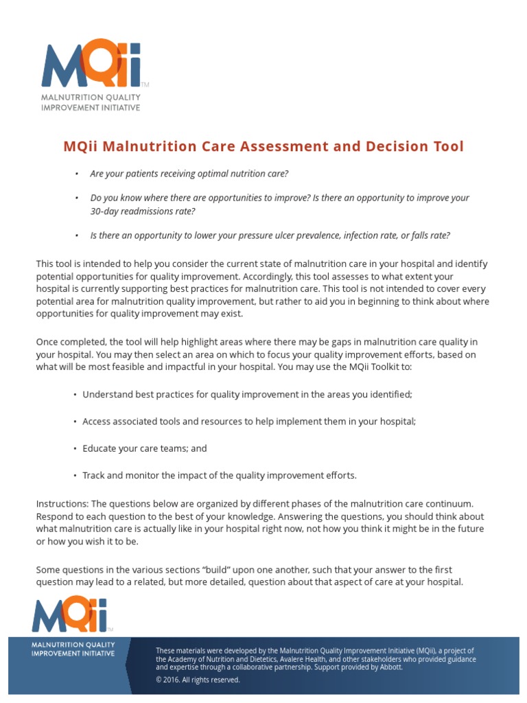 Mqii Malnutrition Care Assessment and Decision Tool | PDF | Dietitian ...