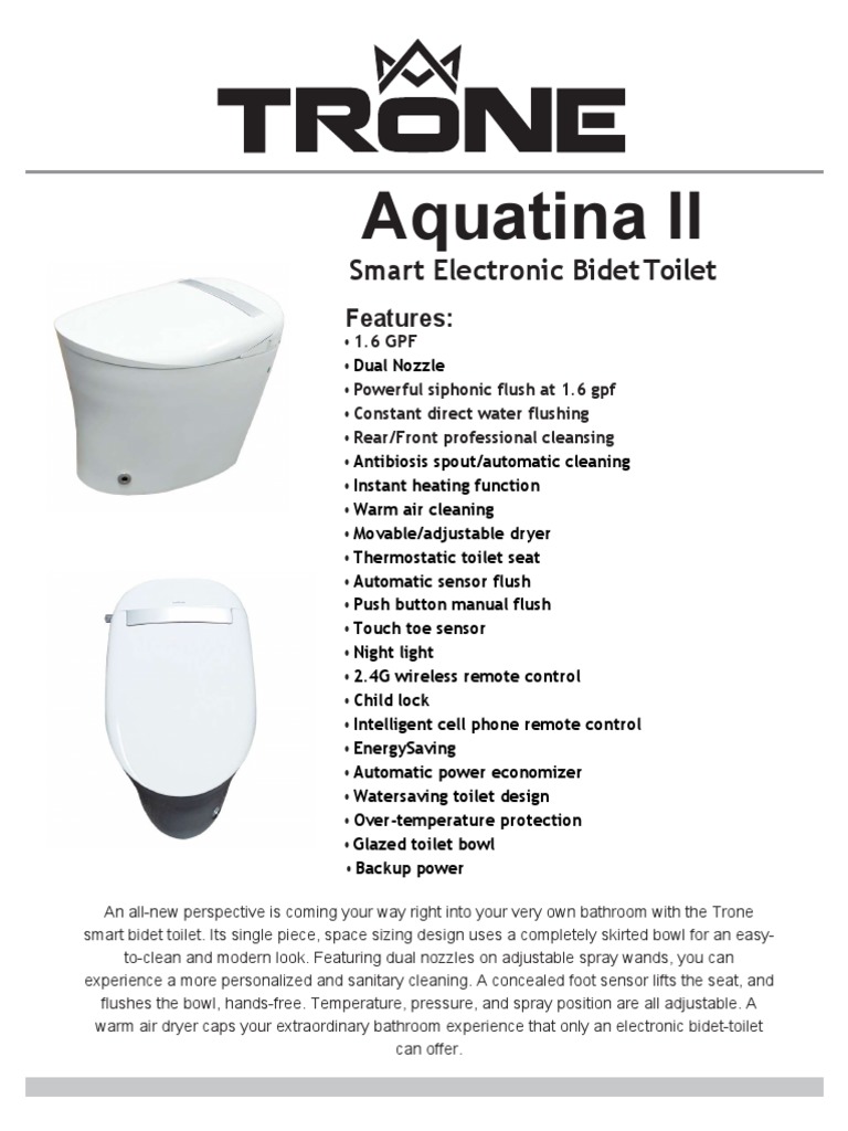Aquatina II: Smart Electronic Bidet Toilet | PDF | Home Appliance | Tools