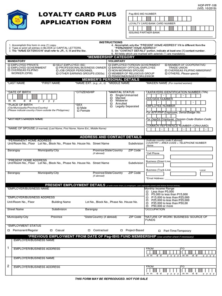 Loyalty Card Plus Application Form V05 | PDF | Loans | Business
