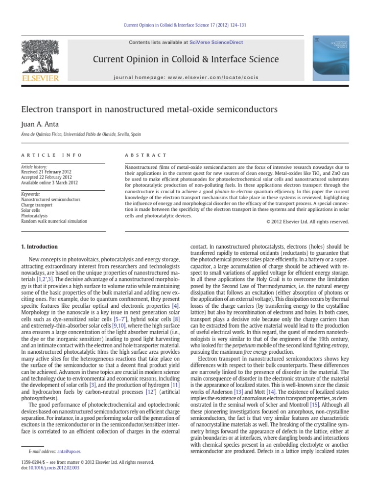 Current Opinion in Colloid & Interface Science: Juan A. Anta | PDF
