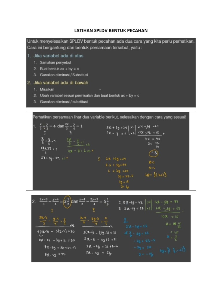SPLDV Bentuk Pecahan Dan Bentuk Khusus | PDF