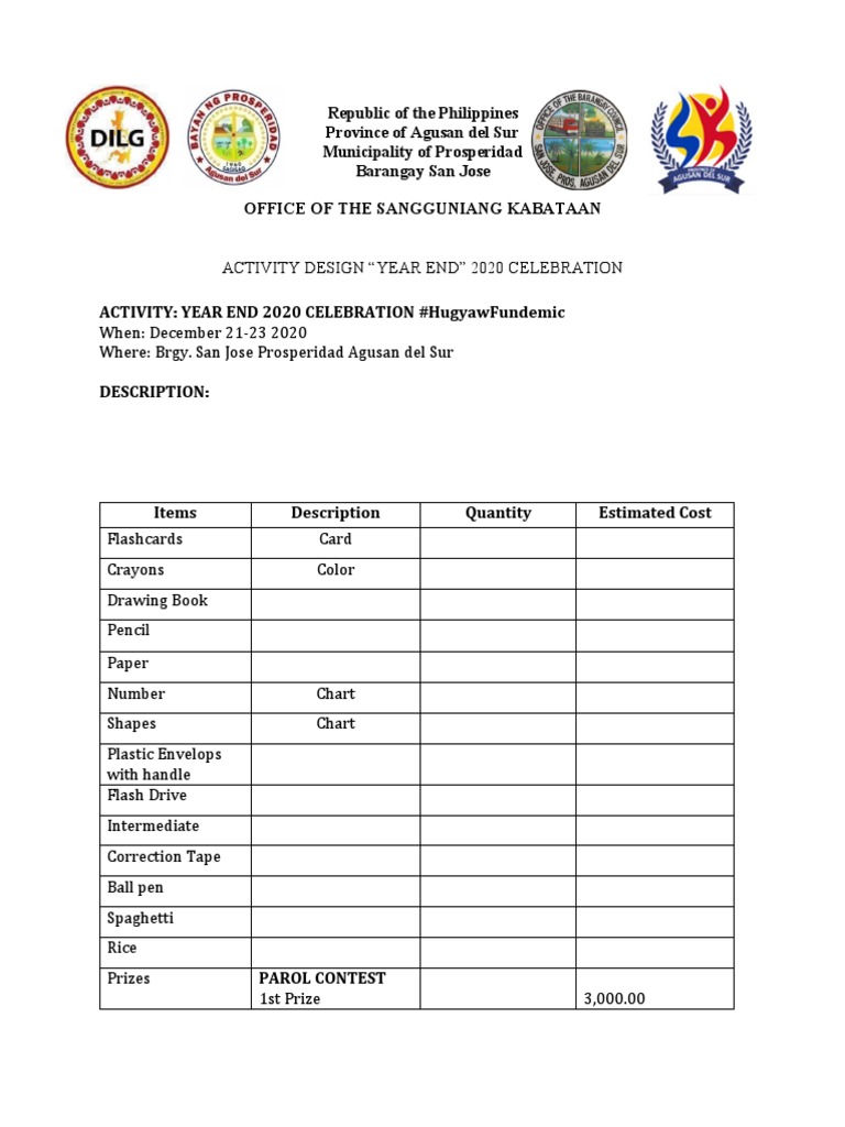 Activity Design Year End Celebration | PDF