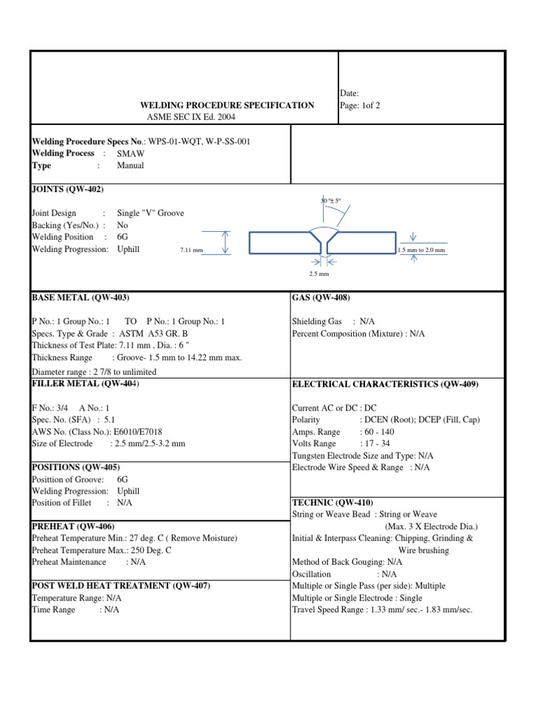 WPS 01 WQT PDF | PDF | Welding | Construction