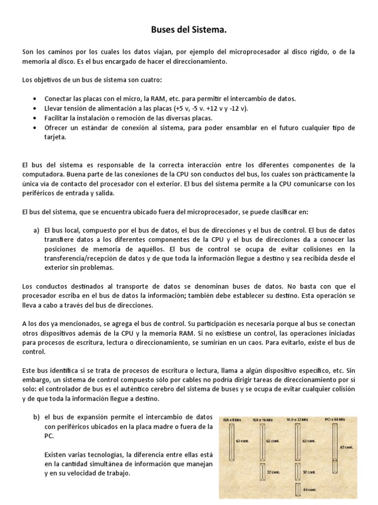 Buses Del Sistema | PDF | Hardware de la computadora | Tecnología de medios