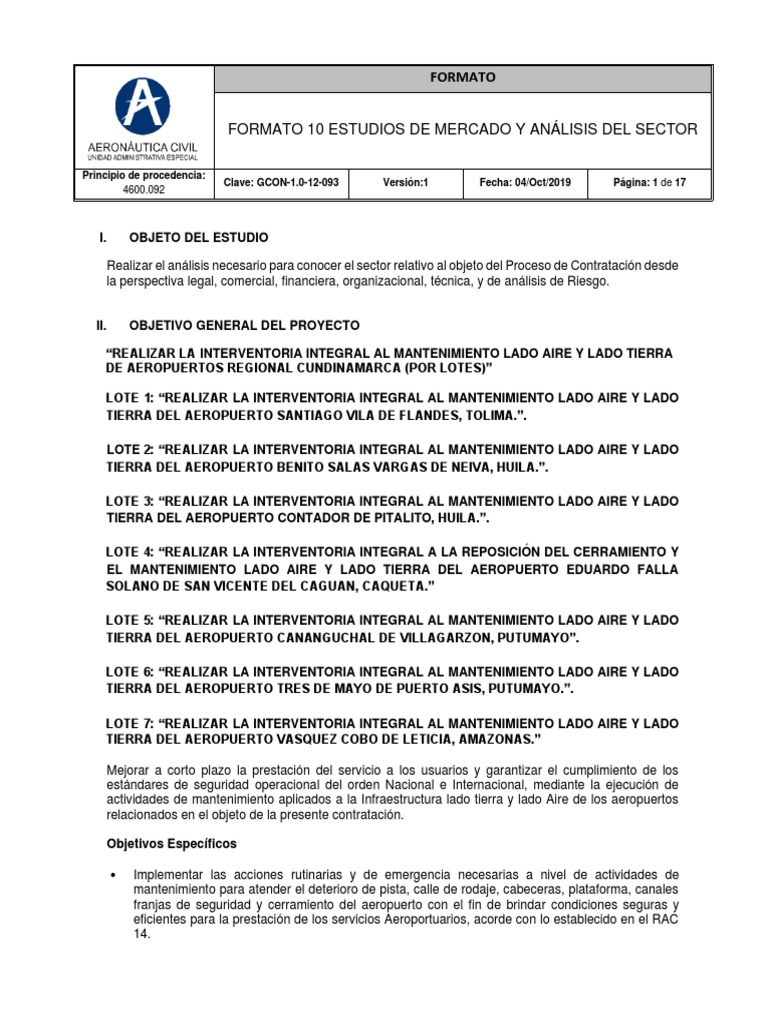 FORMATO No. 10 ESTUDIO DE MERCADO Y ANALISIS DEL SECTOR | PDF | Aeropuerto | Hormigón
