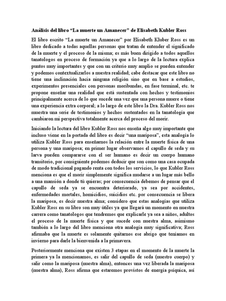 Analisis Del Libro La Muerte Un Amanecer | PDF | Muerte | Amor