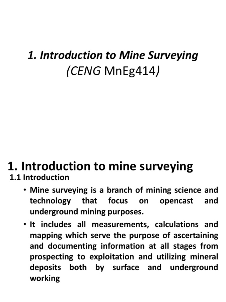 Introduction To Mine Surveying | PDF | Surveying | Map