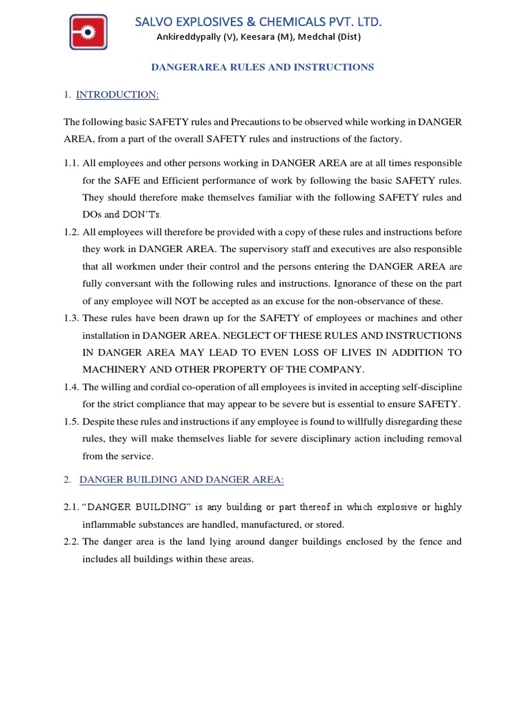 Danger Area Rules and Instructions | PDF | Government | Justice
