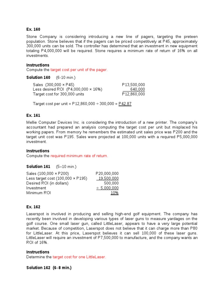 Target Pricing With Answers | PDF | Real Estate Appraisal | Return On ...