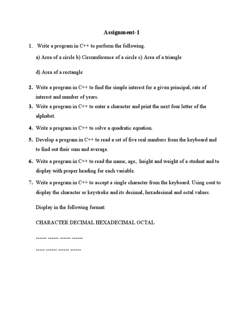 C Programming Assignments Covering Fundamental Concepts Such As Loops Arrays Strings