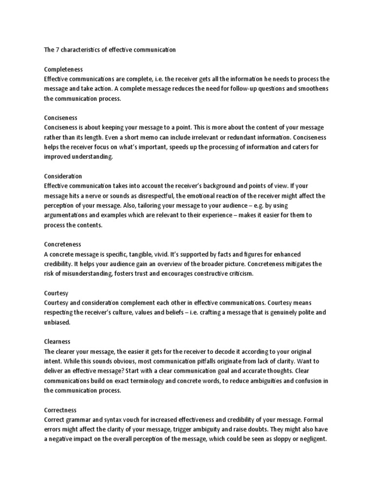 The 7 Characteristics of Effective Communication | PDF