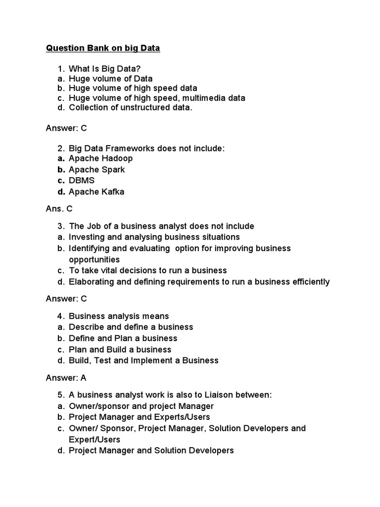 Big Data Question Bank | PDF | Apache Hadoop | Map Reduce
