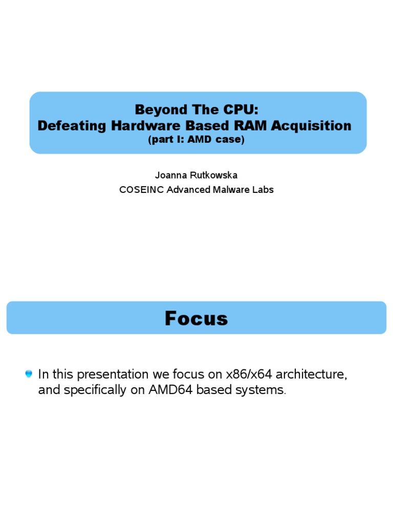 Defeating Hardware Based RAM Acquisition | PDF | Random Access Memory | Read Only Memory