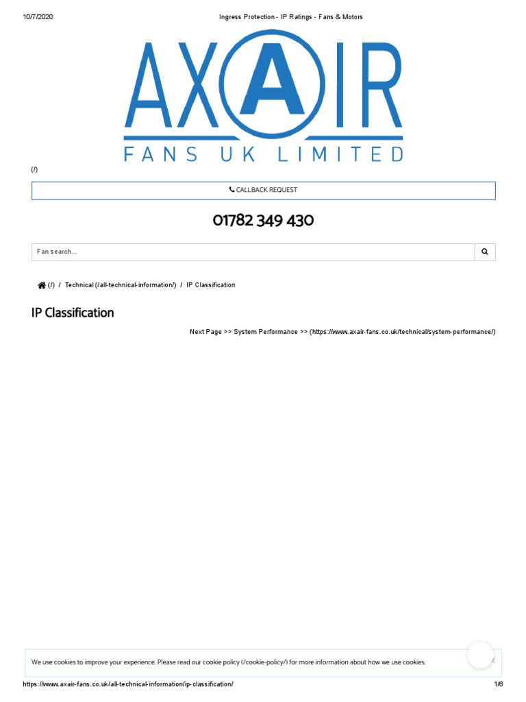 Ingress Protection - IP Ratings - Fans & Motors | PDF