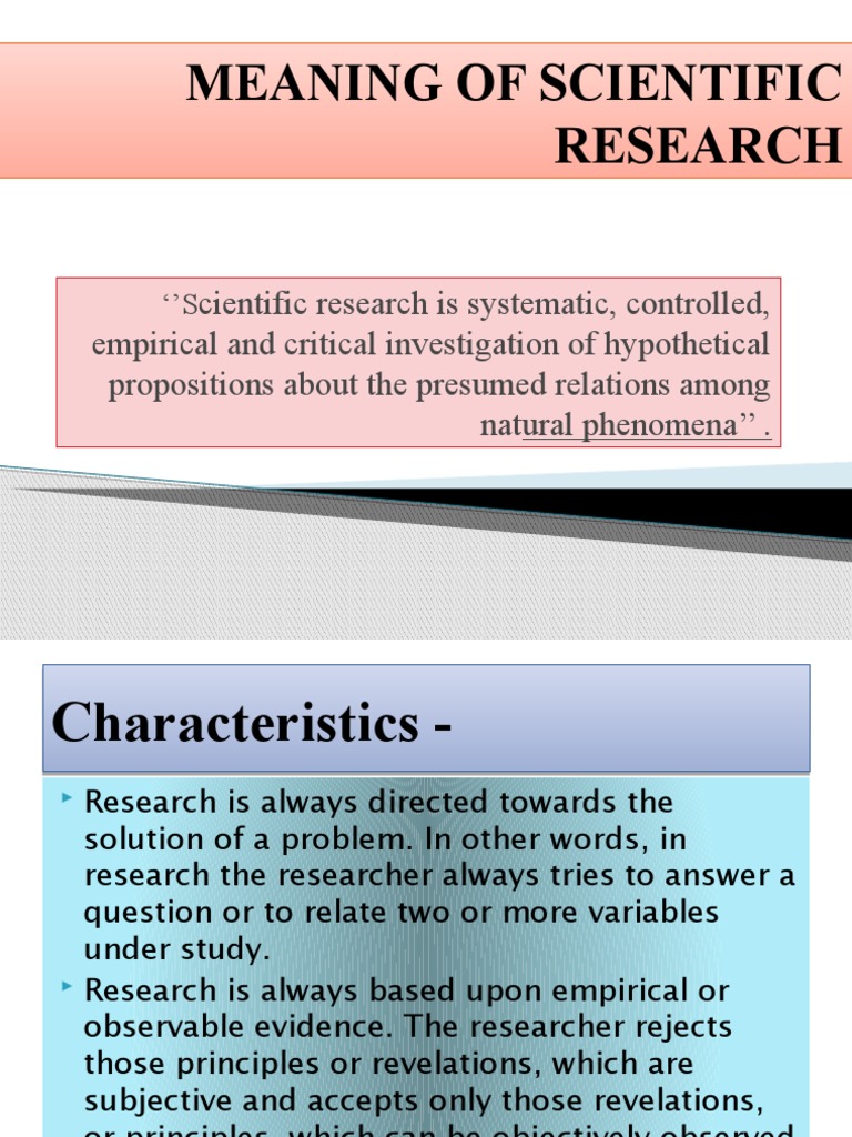 Meaning of Scientific Research | PDF | Theory | Science