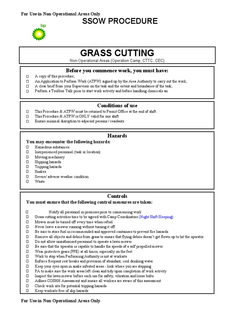 Grass Cutting Safety Procedure | PDF | Safety | Prevention