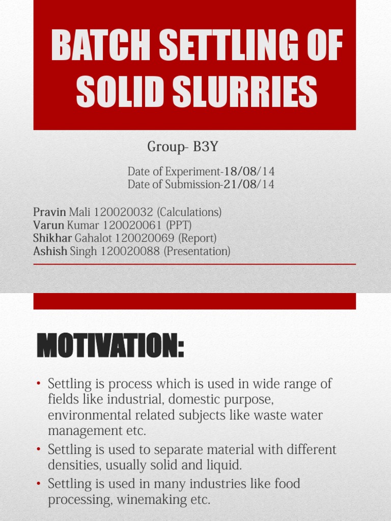 Batch Settling of Solid Slurries FM304 PDF | PDF | Classical Mechanics ...