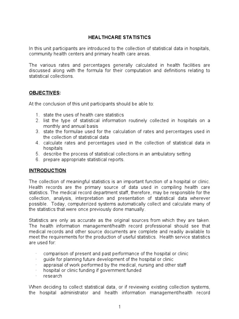 Healthcare Statistics | PDF | Patient | Hospital