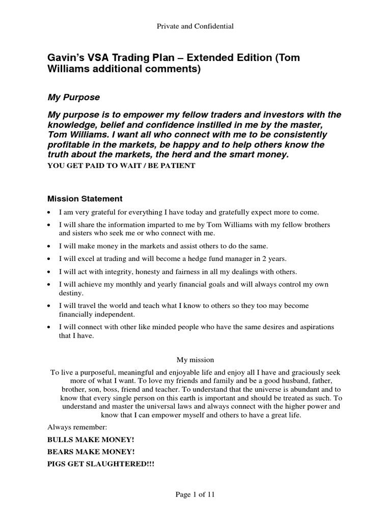 G Avin's VSA Trading Plan - Extended Edition (Tom Williams Additional ...