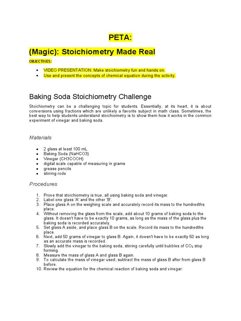 Peta: (Magic) : Stoichiometry Made Real: Baking Soda Stoichiometry ...