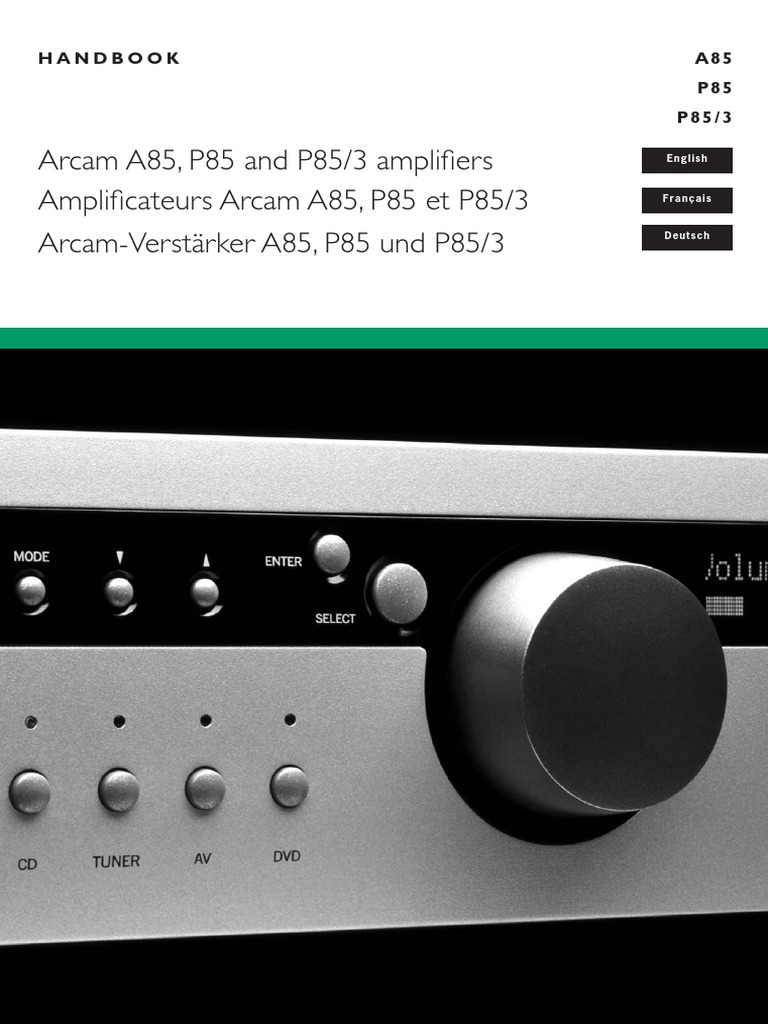 Arcam A85 and P85 amplifier handbook | PDF | Amplifier | Videocassette ...