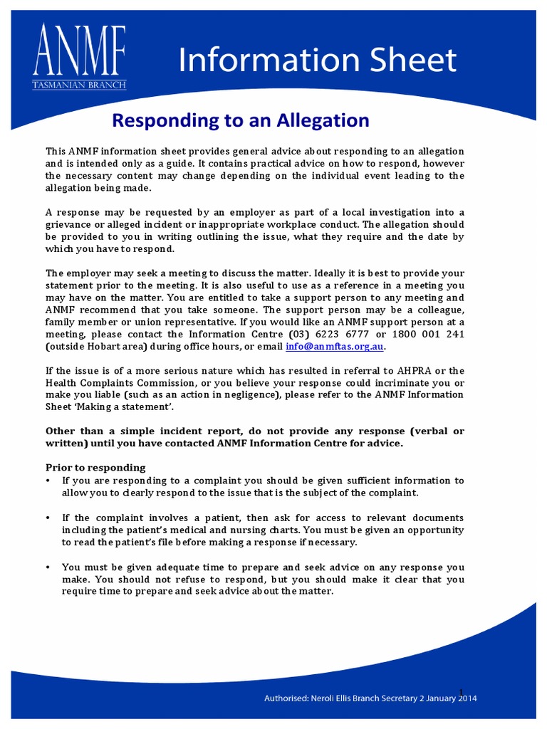 Responding to Workplace Allegations | PDF | Justice | Crime & Violence