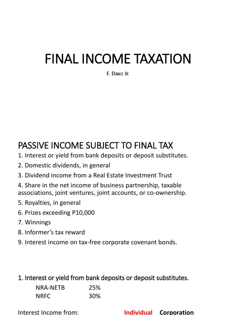 CH 5 Final Income Taxation | PDF | Capital Gains Tax | Dividend