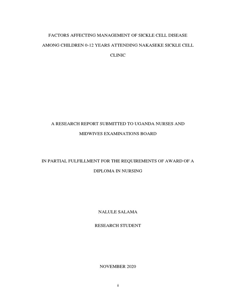 Factors Affecting Management of Sickle Cell Disease Among Children 0-12 ...